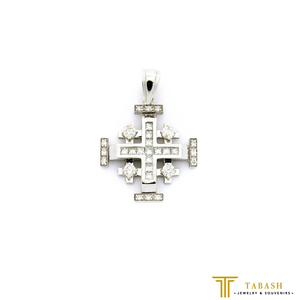 14k Gold Jerusalem cross with 1.00 ct of diamonds | Tabash Souvenir